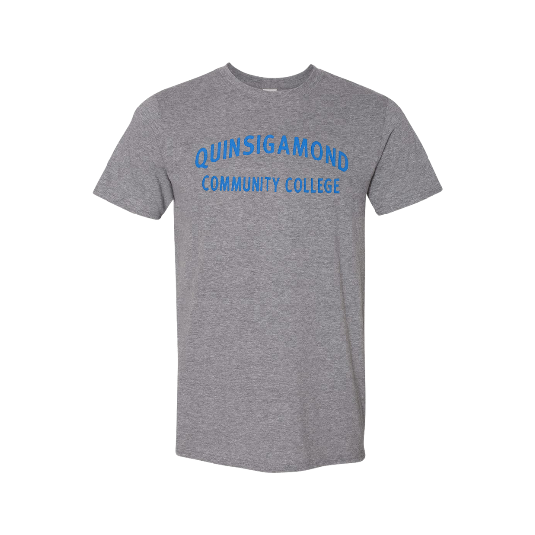 Quinsigamond Short Sleeve Tee With Arched All Blue | Quinsigamond ...
