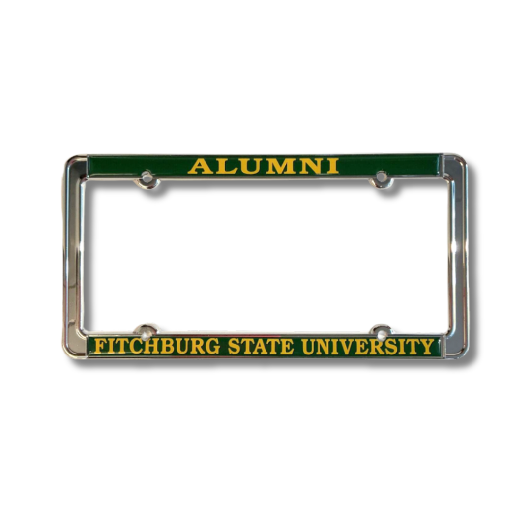 Fitchburg State University License Plate Frame With Green And Yellow ...