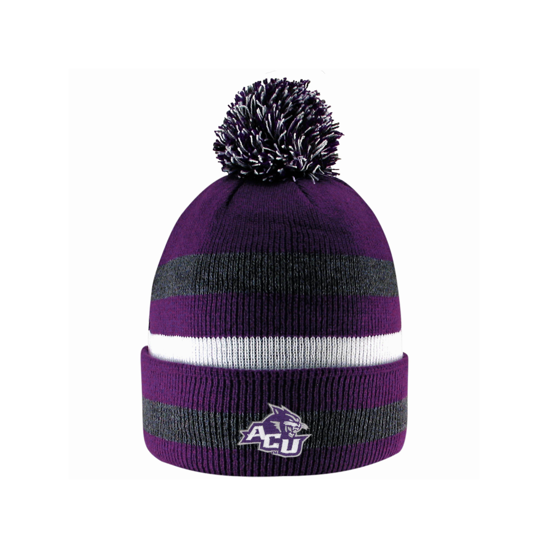 Logofit Striped Knit Cuff Hat With Pom | ACU Gear Shop